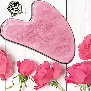 Rose Quartz & Ice Roller + Gua Sha Massager Tool Set for Face & Eyes by Charmlily, Puffiness, Reduce Wrinkle Aging, Migraine, Pain Relief on Neck & Body, Cold Facial Original Natural Stone - 3 in 1