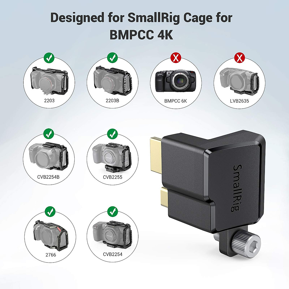 SmallRig Right-Angle Adapter for USB-C, Only for Blackmagic Pocket Cinema Camera BMPCC 4K Camera Cage - AAA2700