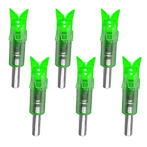 Reikawa New Lighted Nocks for Arrows with .300/7.62mm Inside Diameter Led Nocks Arrow nocks with Switch Button for Archery Hunting Green Pack of 6