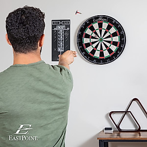 EastPoint Sports Official Size Dart Board Set with Dart Scoreboard & Accessories - Includes 6 18g Steel Tip Darts and Easy-Hang Hardware Kit - Premium Darts Set for Game Room, Man Cave & Indoor Games