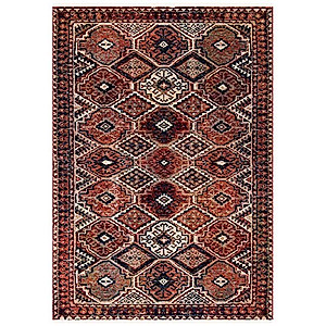 SAFAVIEH Herat Collection Area Rug - 8' x 10', Rust & Creme, Traditional Distressed Design, Non-Shedding & Easy Care, Ideal for High Traffic Areas in Living Room, Bedroom (HRT315A)