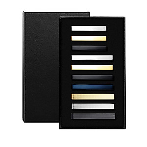 JOERICA 10 Pcs Tie Clips Set for Men Tie Bar Pin Clips Set for Regular Ties Necktie Wedding Business Clips With Gift Box