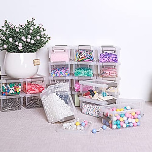 Citylife 20 Packs 0.18 QT Plastic Bead Organizers & 10 Packs 1.3 QT Small Storage Bins with Lids Stackable Box, Clear White