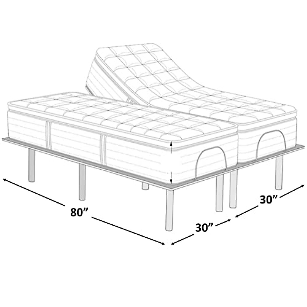 Waterproof 2 Piece Split Mattress Protector for Adjustable Beds, Soft Waterproof Matressprotector Noiseless Fitted Style Cover 2 PC [30" X 80" + 30" X 80"]- Fits Upto 16 Inch Deep Pocket - Queen