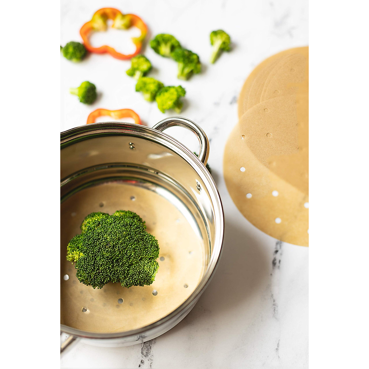 KITCHENATICS Round Unbleached Air Fryer Liners Disposable, Parchment Paper Air Fryer Liner, Oil-Proof, Water-Proof, Paper Liners for Air fryer Basket, Baking, Oven, Microwave, Steamer 8 Inch 150 Pcs