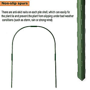 MISNODE 6PCS Greenhouse Hoops, 35.5 x 20.5 Inch Plant Support Garden Stakes, Rustproof Steel Tall Plant Grow Tunnel Hoop with Detachable Stakes for Garden Fabric Netting Raised Beds