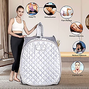 Smartmak Portable Sauna Kit, one Person Full Body at Home Spa Hat Tent, Include 2L Steamer with Remote Control for Detox US Plug- Grey
