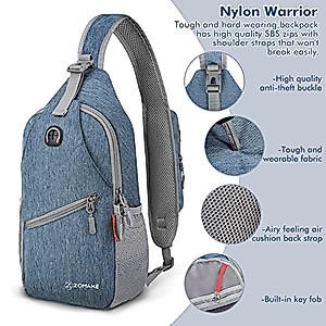 ZOMAKE Sling Bag for Women Men:Small Crossbody Sling Backpack - Water Resistant Shoulder Bag Mini Chest Bag Daypack for Travel(Navy Blue)