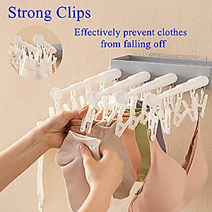 Cuzlarmul Socks Drying Rack, 20 Clips Wall Mountable and Foldable Clothes Drying Rack for Indoor Use, Retractable Clothes Rack Suitable for Socks, Underwear, Towels, Bras, Lingerie, White