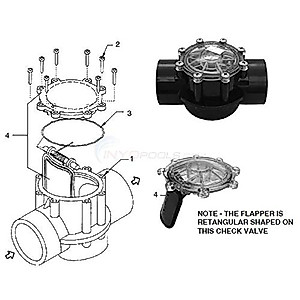 ATIE Pool 7056 Check Valve Cover with Flapper Assembly For Zodiac Jandy Check Valve 7235, 7236, 7305, 7511, 7512 (Includes P/N: 7451 Flapper, 7302 Spring, 7304 Pin, 7236 Cover, and 1132 O-Ring)