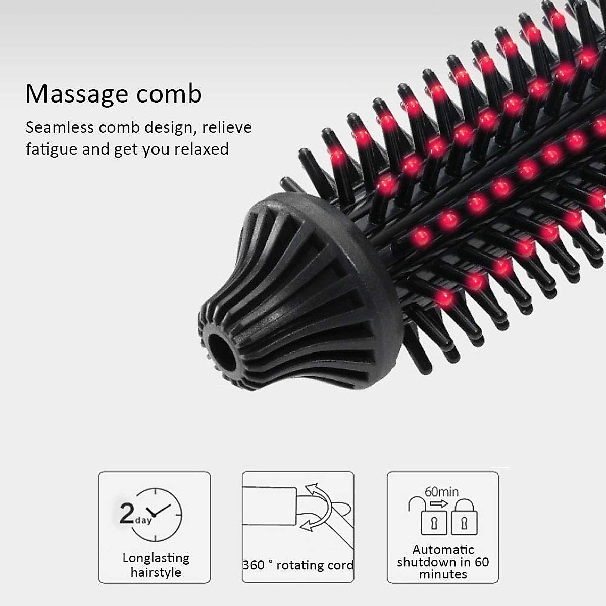 Electric Professional Anti-Scald Curling Brush with Instant Heat Up for All Hair Types (US Plug, 110-240V)