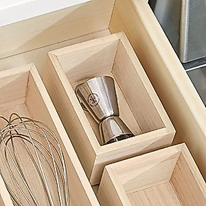 iDesign Renewable Paulownia Wood Collection Drawer Storage Organizer Bin, 3.3" x 5" x 2.5", Natural