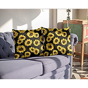 WIBUE Sunflower Blanket 50"x40" with 2 Sunflower Pillow Covers 18"x18",Decorative Fleece Throw Blanket 3 Piece Set,Fuzzy Soft Cozy Warm Lightweight Blanket for Sofa,Couch,Bed,Travel,Camping