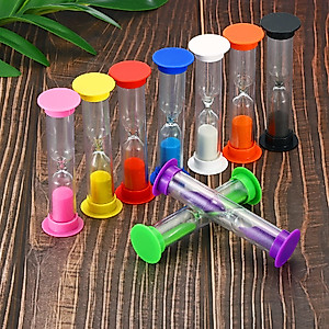 PATIKIL 1 Minute Sand Timer, 6Pcs Small Sandy Clock with Plastic Cover, Count Down Sand Glass for Games, Kitchen, Party Favors DIY Decoration, Black