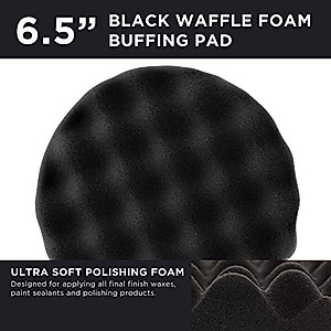 TCP Global 6.5" Black Waffle Final Finishing Grip Foam Polish Pad - DA Hook & Loop