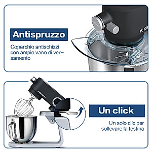 Stand Mixer,Kitchenin 5.3-Quart 8-Speeds Tilt-Head All Metal Food Mixer,400 Watt DC Motor Electric Mixer with 12-Wire Whip,Flat Beater,Stainless Steel Dough Hook & Pouring Shield,Black, KM50