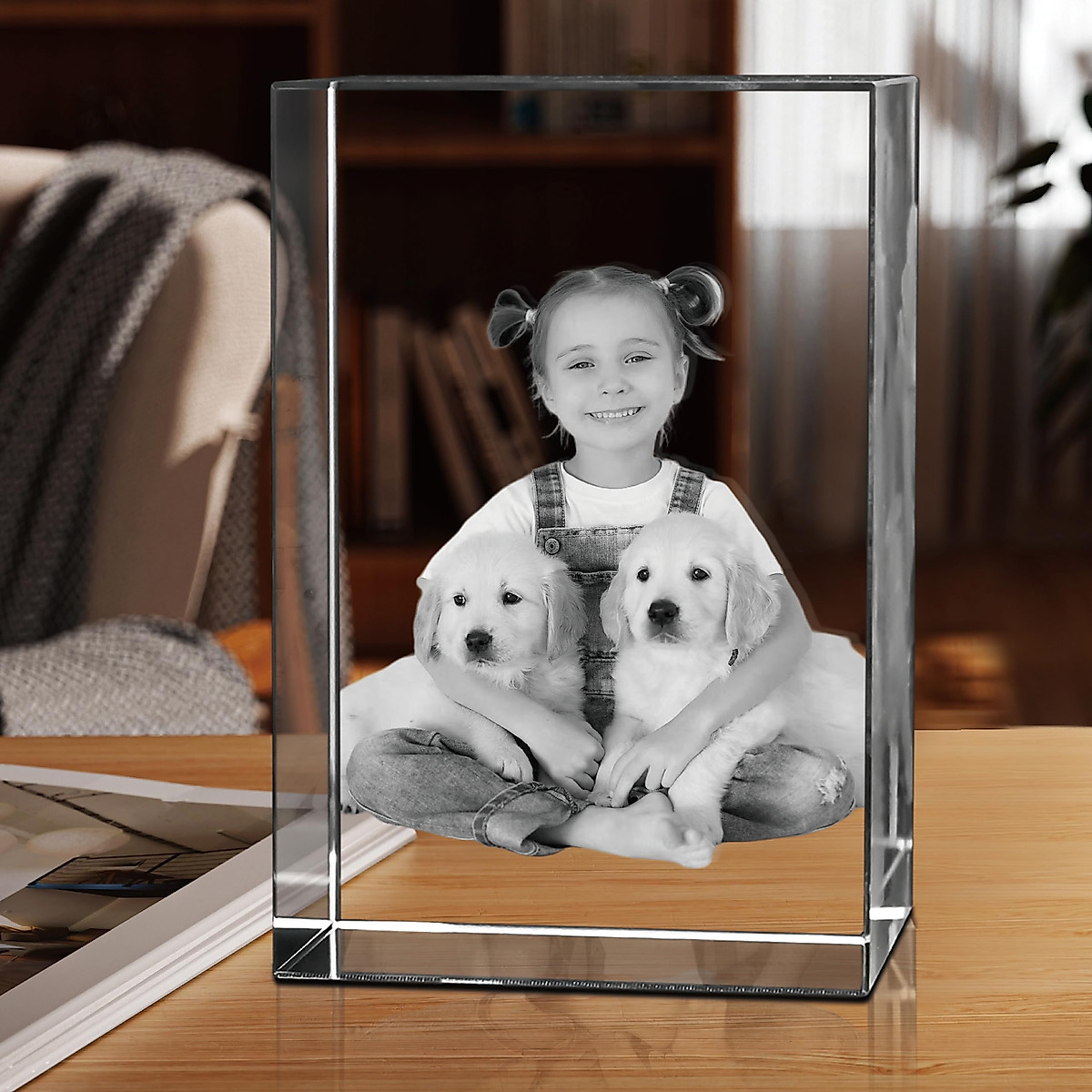 Personalized 3D Crystal Photo, Picture Cube Idea Gift With Your Own Photo, Customized Birthday, Wedding Memorial, Mother's Day, Couples Gift for Women, Wife, Her, Husband, Men - Small Portrait