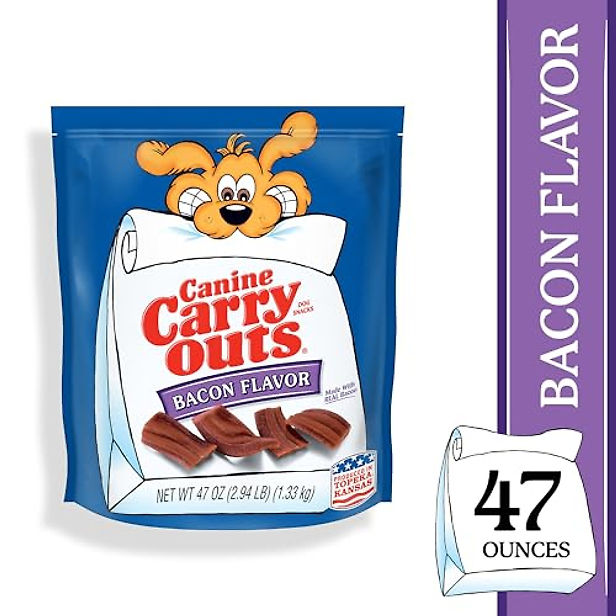 Canine Carry Outs Dog Treats, Bacon Flavor, 47 Ounce, Made with Real Bacon