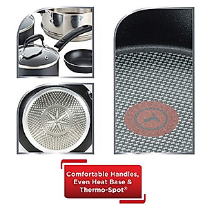 T-fal Experience Nonstick Cookware Set 12 Piece Induction Pots and Pans, Dishwasher Safe Black