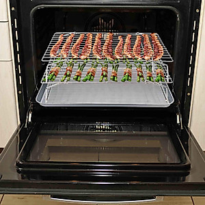 TeamFar Cooling Rack, 3 Tier 15’’ × 10’’ Oven/Dishwasher Safe Stainless Steel Baking Roasting Rack for Cookies Cake Pies Bread, Collapsible & Foldable, Healthy & Non Toxic