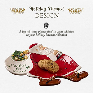 Spode Christmas Tree Collection Figural Cookies for Santa Platter | 12 Inch Serving Plate for Cookies, Desserts and Christmas Treats | Made of Dolomite | Perfect Holiday Gift and Christmas Home Décor