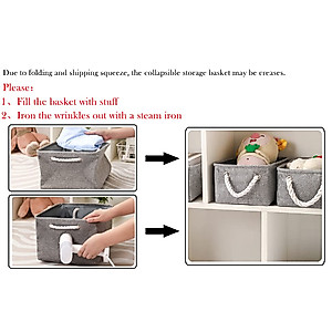 QBSM Storage Baskets for Organizing, 11.8'' x 7.8'' x 5.1'' Set of 6 Fabric Storage Cubes Baskets for Shelves, Small Collapsible Linen Organizers Bins with Handles for Closet Laundry Nursery, Baskets for Gifts Empty
