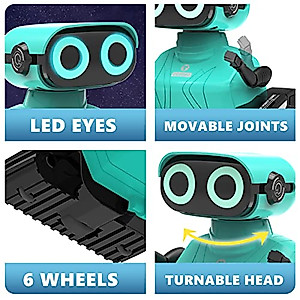 GILOBABY Robot Toys, Remote Control Robot Toy, RC Robots for Kids with LED Eyes, Flexible Head & Arms, Dance Moves and Music, Birthday Gifts for Boys Ages 3+ Years (Blue)
