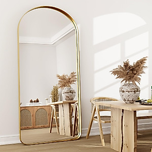 Easly 71"x30" Extra Large Arched Full Length Mirror - Leaning Mirror Arch Wall-Mounted Mirrors - Aluminum Alloy Frame Modern Simple Home Decor - for Living Room Bedroom Cloakroom