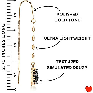 Black and Gold Earrings for Women - Black Earrings for Women Dangle, Black Drop Earrings for Women, Black Dangle Earrings for Women, Long Sparkly Earrings, Gold-Tone Simulated Druzy Earrings for Women