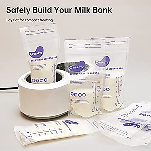 TSRETE Breastmilk Storage Bags Temperature Sensing Discoloration - 60 Count Leak Proof Double Zipper Seal Self Standing Breastmilk Bags for Breastfeeding, Space Saving for Refrigeration - 6 OZ/180ml