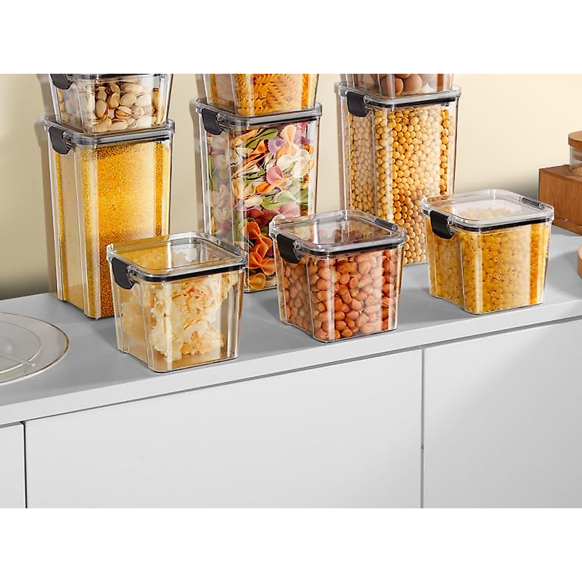 TeoYes Home Storage Jars Clear Multifunctional Airtight Damp-proof Storage Jars with Lids Kitchen Storage Tank (C1,460ML)