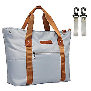 Baby Large Diaper Bag, Maternity Nappy Tote Bags for Mom Organizer Multi-Function Travel Shoulder Bag Waterproof with Stroller Straps, Nappy Changing Pad, Insulated Pockets Grey