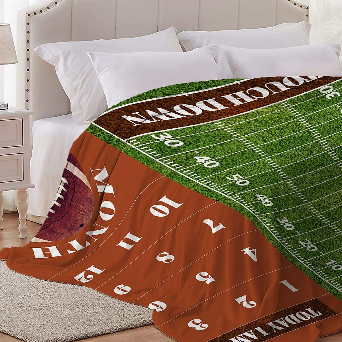 Todeyya Football Theme Monthly Baby Milestone Blanket for Boy Girl, Personalized Baby ​Super Soft Flannel Fleece Blanket for Newborn Baby Gifts S 50"X40" for Kid