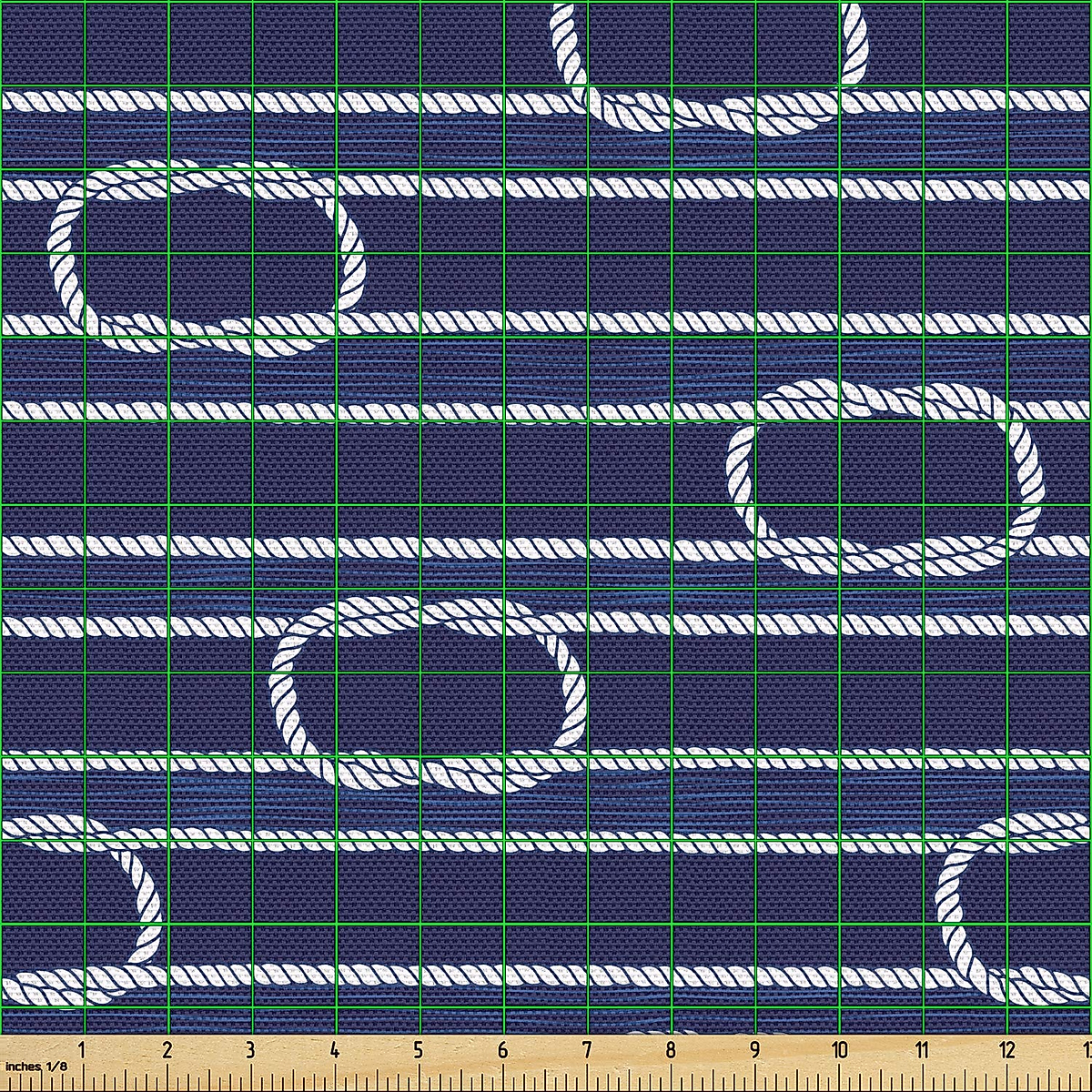 Ambesonne Navy Blue Fabric by The Yard, Marine Inspired Pattern Knots Aquatic Composition Abstract Ornamental, Decorative Fabric for Upholstery and Home Accents, Dark Blue White