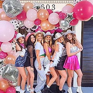 Cowgirl Bachelorette Balloon Arch Garland Kit, Western Disco Party Decorations with 22" 4D Disco Balls 16" LETS GO GIRLS Balloons for Last Disco Party Bridal Shower Western Cowgirl Party Decorations