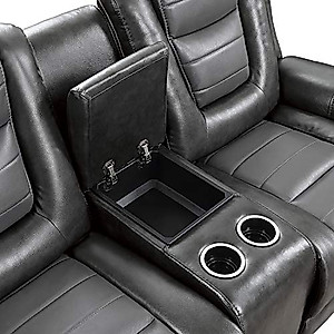 Lexicon Hawthorne Manual Double Glider Reclining Loveseat, Two-Tone Gray