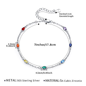 MEDWISE Chakra Bracelet Sterling Silver 7 Chakra Yoga Bracelet Teardrop Chakra Wrist Link Bracelet Birthday Christmas Gifts for Women Wife Girlfriend Mom Mama Mother