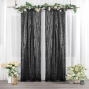 BEDDEB Black Sequin Backdrop Curtain, 2PCS 2FTx8FT Glitter Backdrop Curtain for Christmas, Birthday, Wedding, Party Decoration