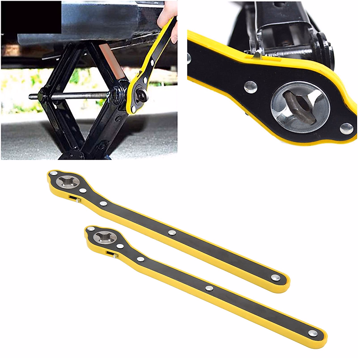 Auto Labor-Saving Jack Ratchet Wrench, Universal 360 Degree Swivel Tire, Pair 13.4in Car Jack Ratchet Wrench Labor Saving Tire Wheel Lug Wrench Repair Tool for Cars SUVs Trucks