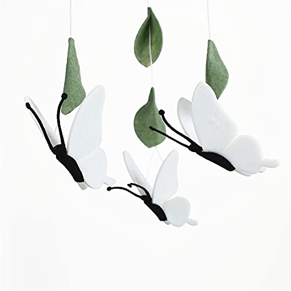 Sorrel + Fern Baby Crib Mobile (White Butterflies) - Baby Shower Gift Nursery Decoration for Boys & Girls