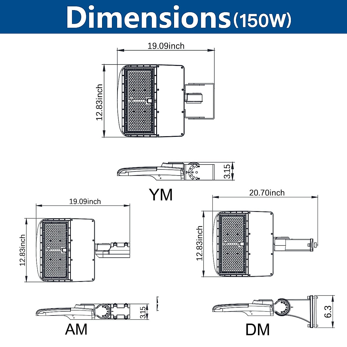 150W LED Parking Lot Light Slip Fitter Mount 5000K 21000Lm LED Shoebox Light with Dusk to Dawn Photocell, Outdoor Commercial Area Lighting AC100-277V, 1-10V Dim [600W HID/HPS Equiv.] UL&DLC Listed