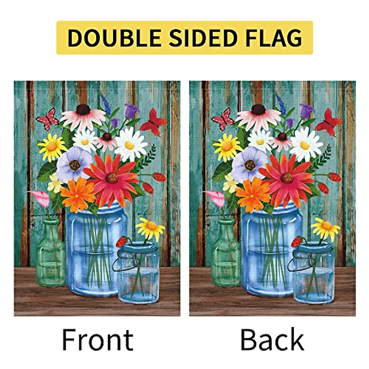 Spring Garden Flag 12 x 18 Inch Burlap Double Sided Vertical Welcome Spring Summer Flags Vase Flower Garden Yard Banners for Outside Seasonal Decoration