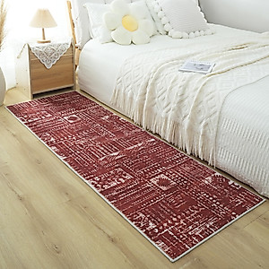 Rugcomf Runner Rug for Hallways Kitchen Runner Rug Non Slip 2'x 6' Washable Runner Rugs with Rubber Backing Soft Carpet for Hallways, Kitchen, Laundry, Bedroom, Bathroom(Terracotta)