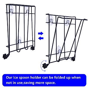 Ice Scoop Holder Foldable, Metal Heavy Duty Ice Maker Scoop Holder for Ice Maker Kitchen Freezer Bar Party Wedding, Large Capacity, Durable＆Easy Clean (Large)