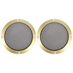 X AUTOHAUX 2pcs 6.5" Gold Tone Car Audio Speaker Cover Mesh Subwoofer Grill Horn Glossy Guard Protector