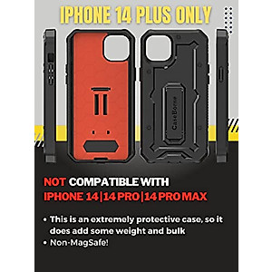 CaseBorne V Compatible with iPhone 14 Plus Case [Not Pro] - Military Grade Full-Body Rugged with Kickstand and Built-in Screen Protector - Black
