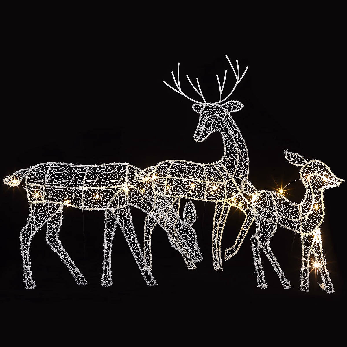 3pcs Christmas Reindeers Lighted Christmas Deer Family Set Light up Reindeer Yard Decorations Christmas Deer Family Set Christmas and Holiday Decoration for Yard
