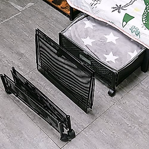 2PC Under Bed Storage Containers with Wheels,Metal Underbed Storage with Handle, Tool-free Assembly Foldable Under Bed Shoe Storage Organizer Bins Drawer for Bedroom Clothes Blankets Shoes ( Color : B
