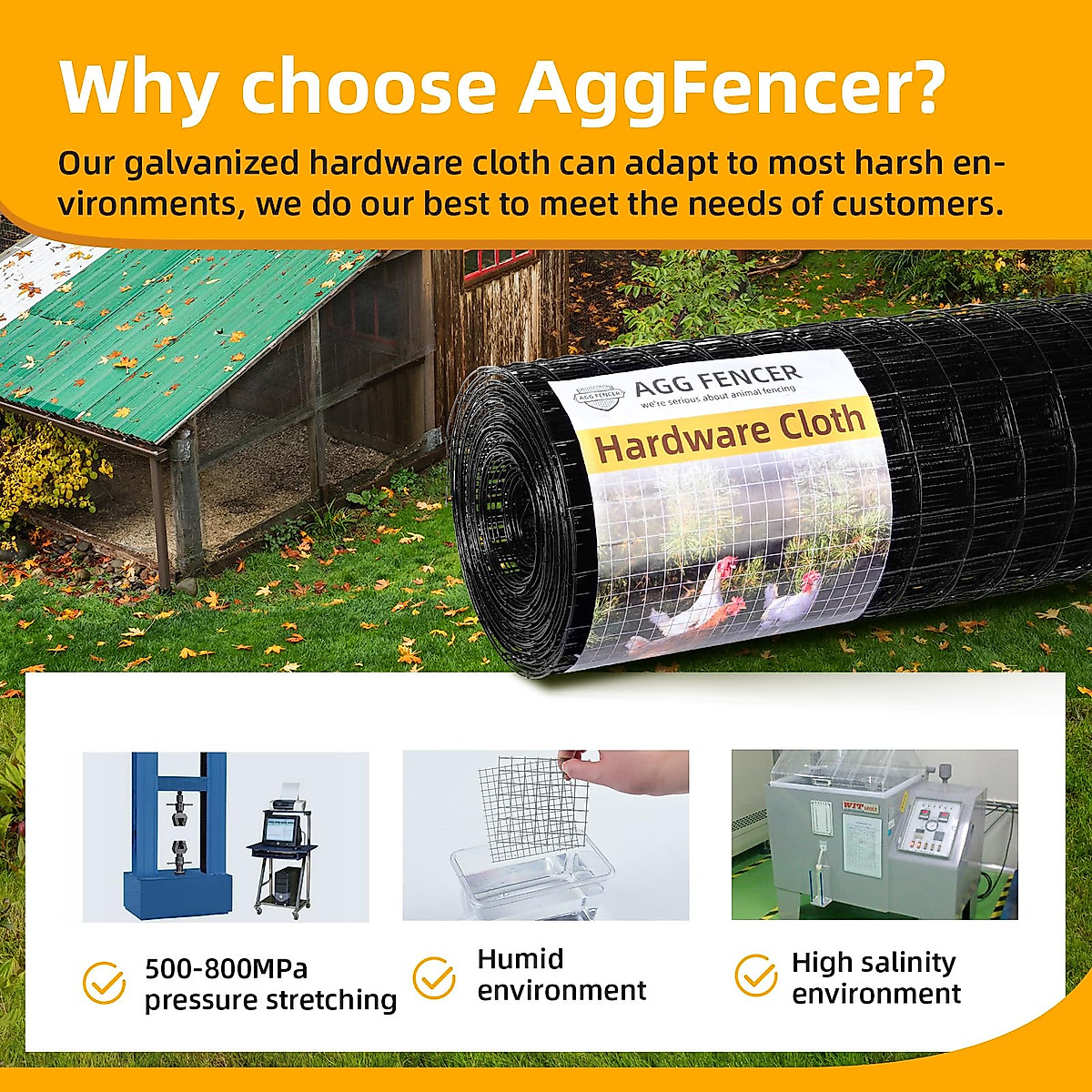 AggFencer 24in x 50ft Black Hardware Cloth 1.5 inch 16Ga PVC Coated Wire Mesh Vinyl Coated Fence, Welded Metal Chicken Wire Fencing Roll, Garden Plant Fencing, for Chicken Coop and Home Improvement