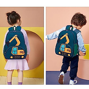 LOIDOU Toddler Backpack Boys 15 Inch Kids Preschool Kindergarten Truck School Backpack with Lunch bag Book Bag for Daycare Nursery Travel,Fits 3 to 8 years old